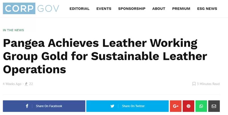 Pangea Achieves Leather Working Group Gold for Sustainable Leather ...